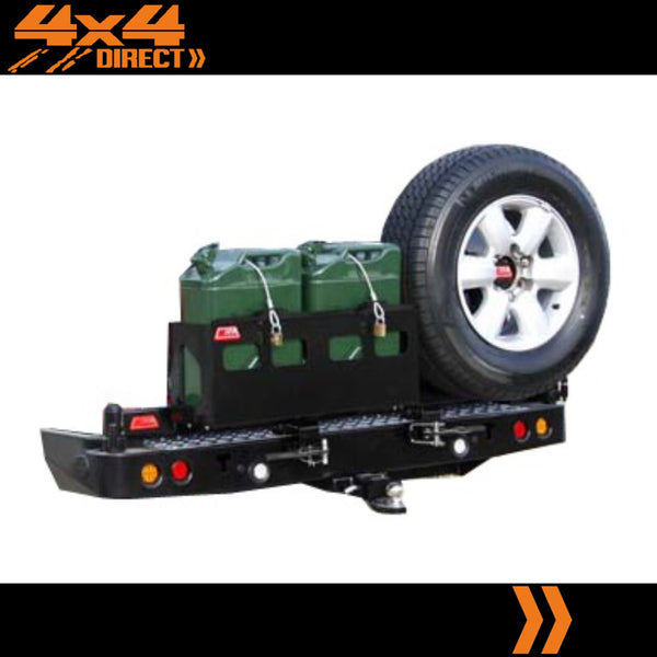 MCC REAR WHEEL CARRIER BAR WITH DUAL JERRY CAN HOLDERS FOR TOYOTA FORT ...